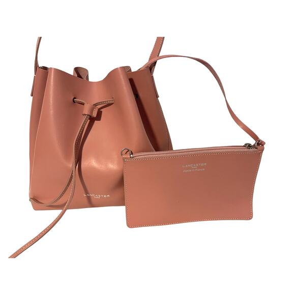 Lancaster | Bags | Lancaster Paris Pink Leather Mini Bucket Bag ...